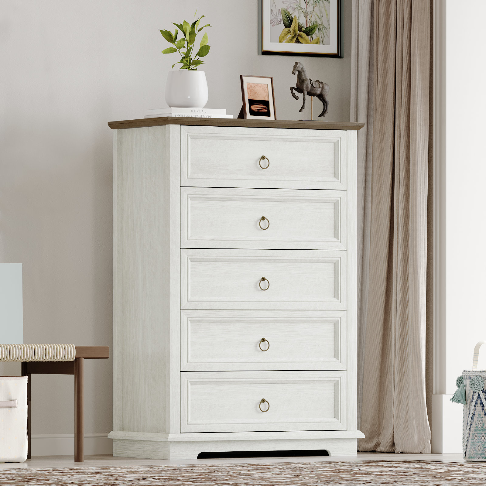 Winston Porter Nihasvi 5 - Drawer 43.7" Tall Dressers Chests for Bedroom,Living Room,Accent ...